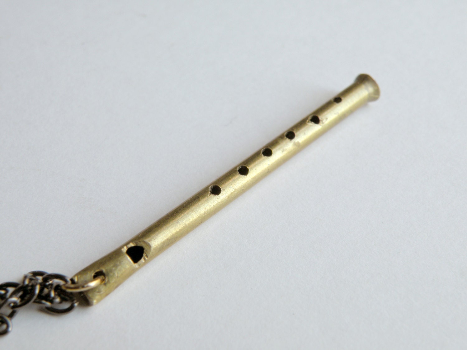 Pied Piper flute Necklace, handmade in brass