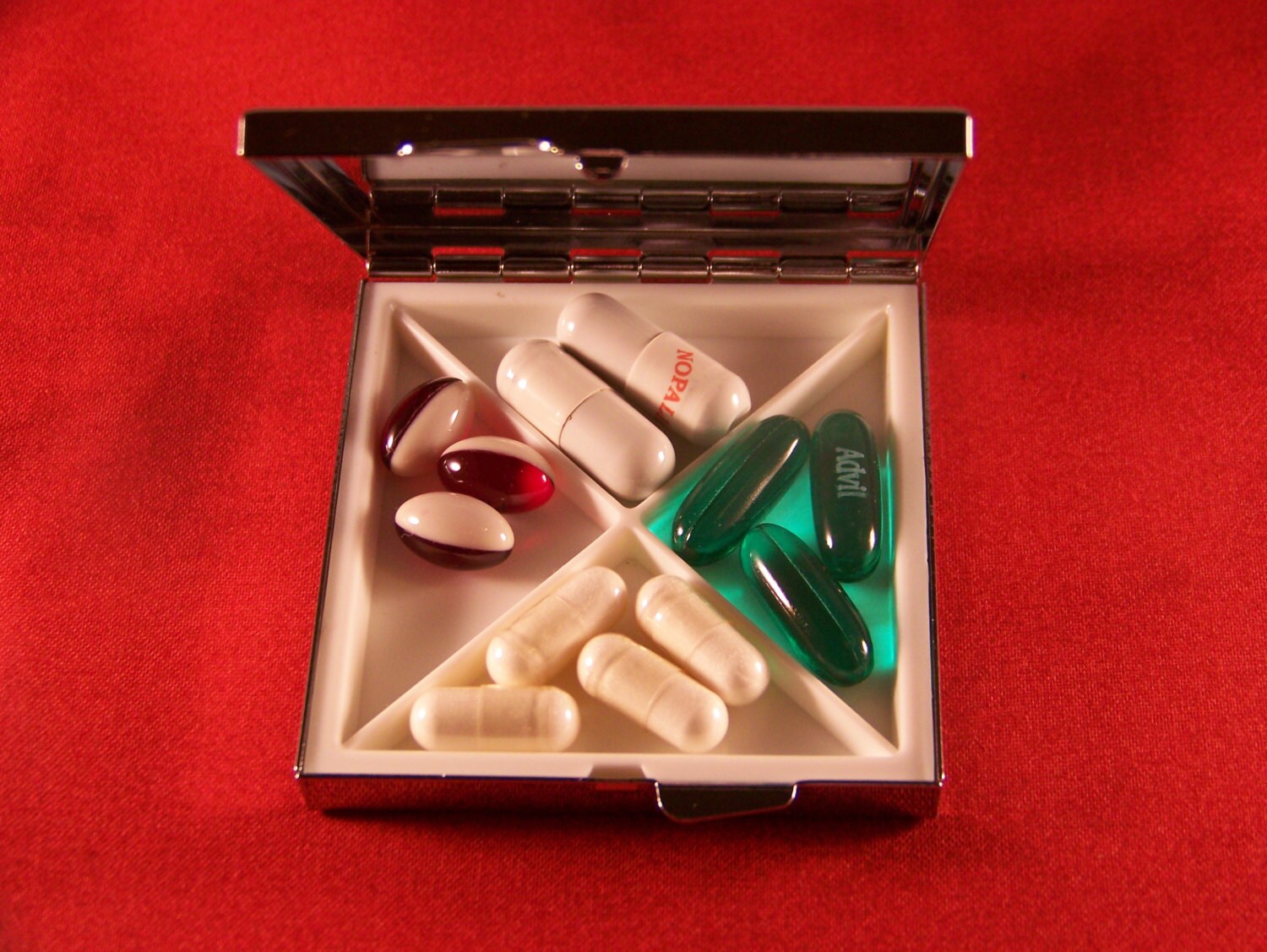 Pill Box Creepy Skeleton Crawling on Woman Vintage Bizarre