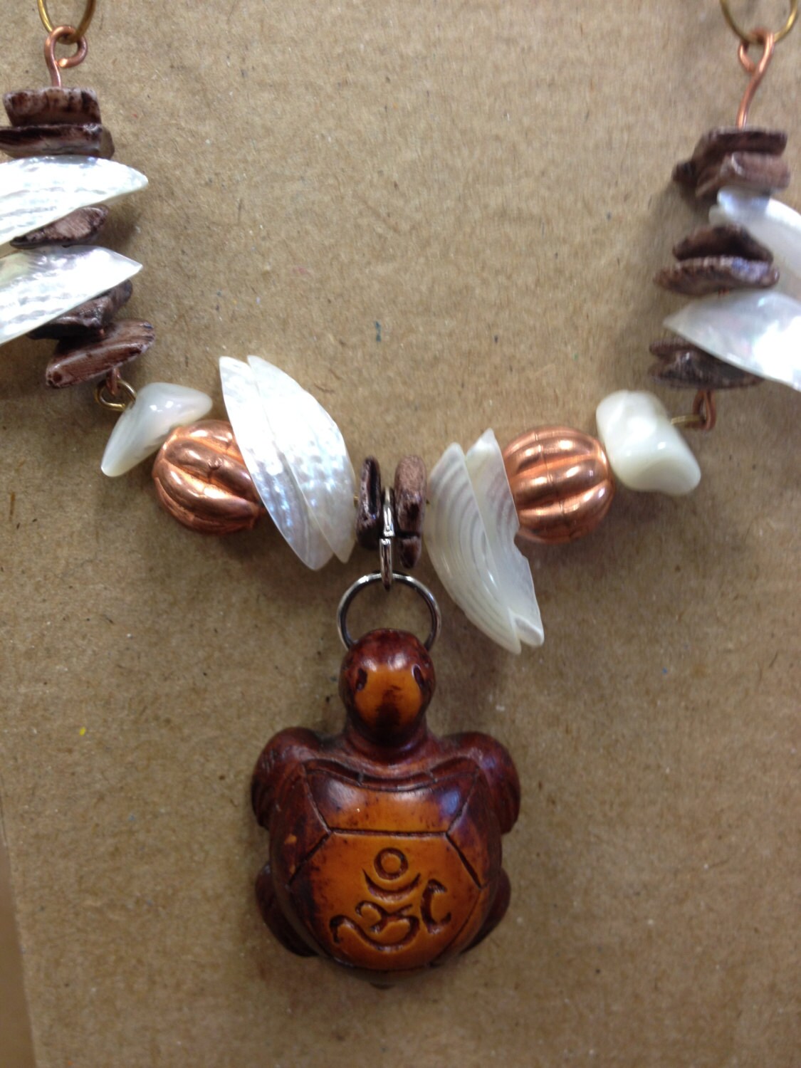 Copper and Shell Turtle Necklace by SeaShellsCreations on Etsy