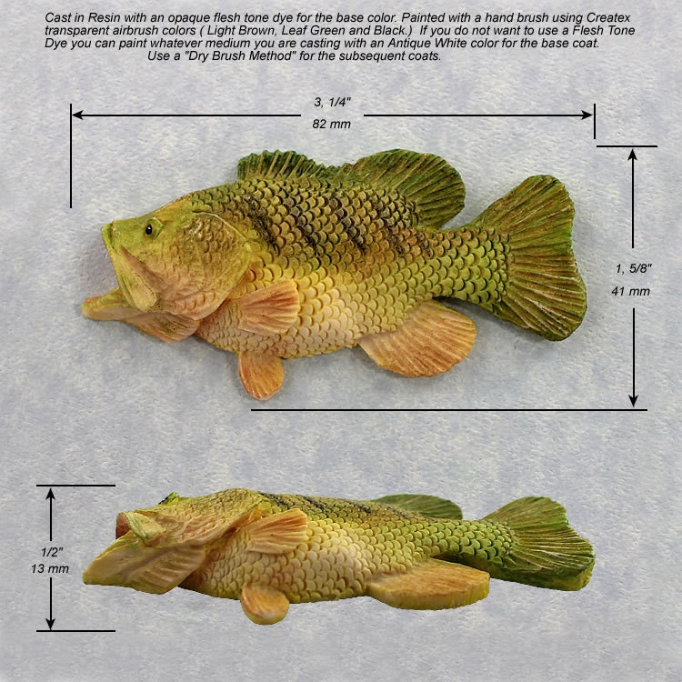 Fish Silicone Mold Fresh Water Bass Mould Resin Polymer Clay