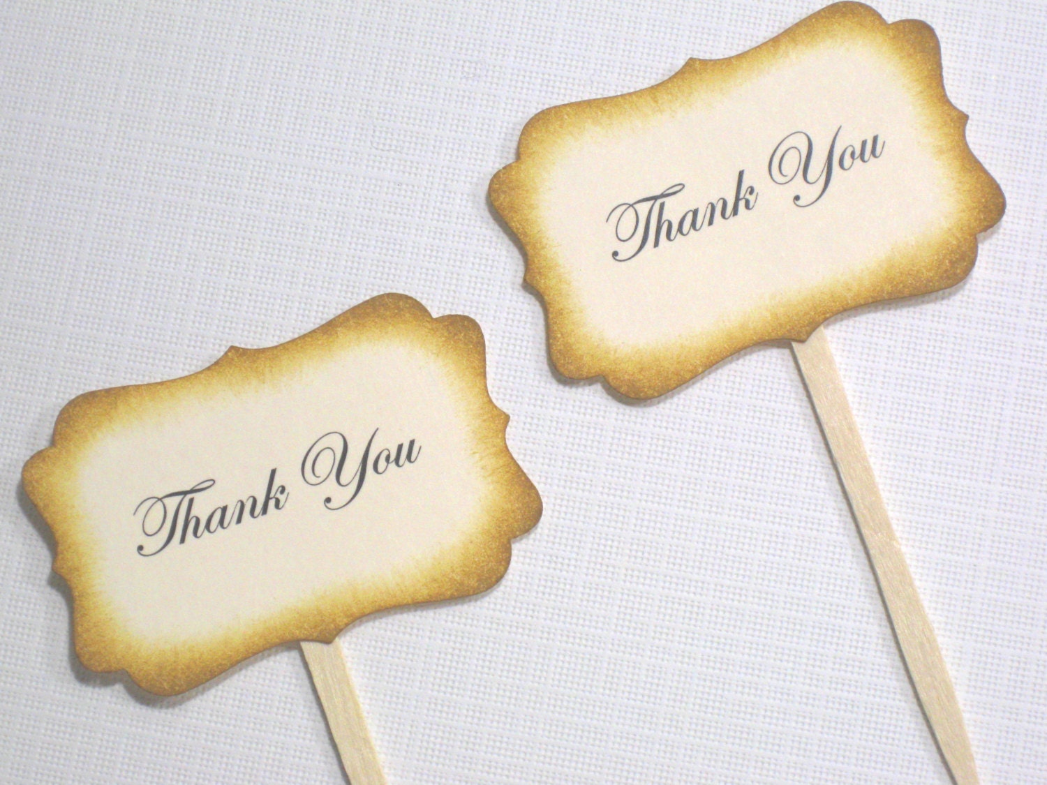 10 Cupcake Toppers Thank You Cupcake Picks Wedding
