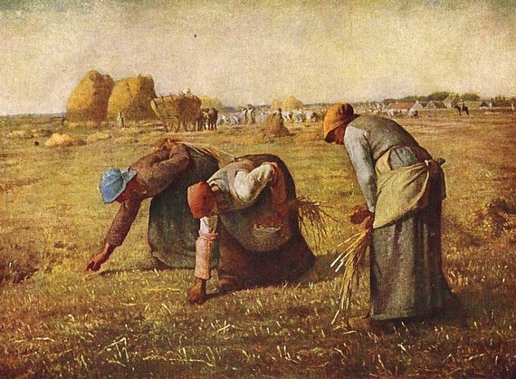 Vintage Postcard The Gleaners Peasant Women Gathering Grains