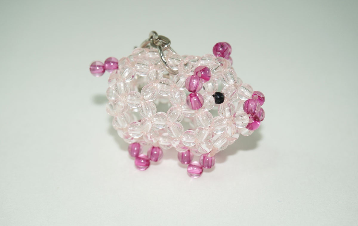 Beaded Pig Pig Keychain Beaded Pig Keychain Pink Pig Cute