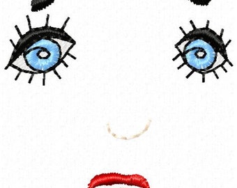 Rag Doll Face Embroidery Design Instant by JEmbroiderynApplique