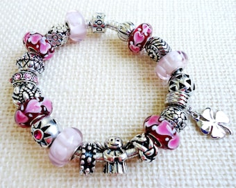 Authentic Pandora Bracelet W/receipt Gift box and European beads and ...