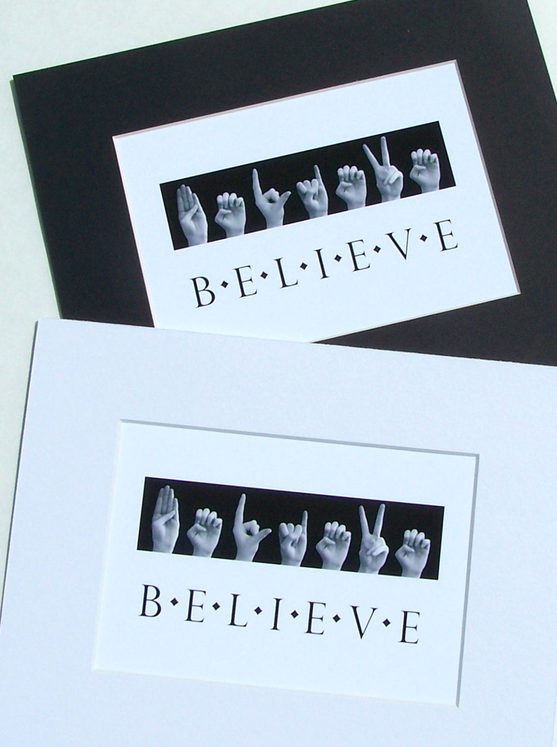 BELIEVE - ASL American Sign Language Letters - Black & White Photo Art ...