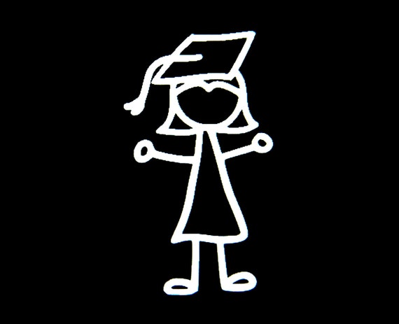 Graduate Girl Stick Figure Vinyl Decal