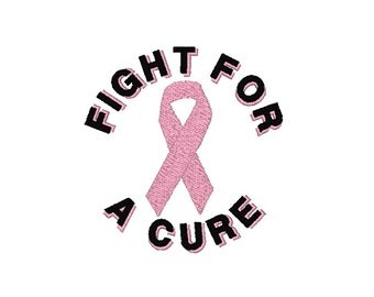 Fight For A Cure Pink Cancer Ribbon Embroidery Machine Embroidery ...