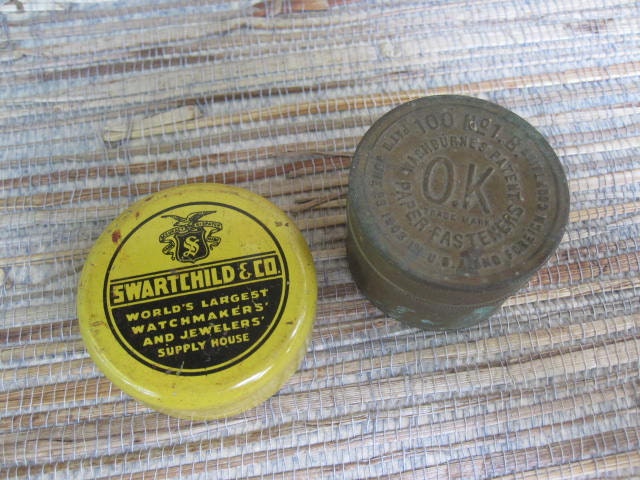 Antique Brass Washburne's Paper Fasteners Box and