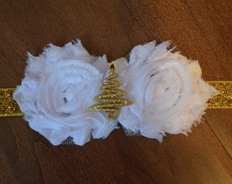 Christmas Headband Winter Headband Gold Christmas tree Sparkly Holiday ...