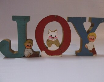 Items similar to JOY Hand painted Wooden Letters 10% off Cyber Monday ...