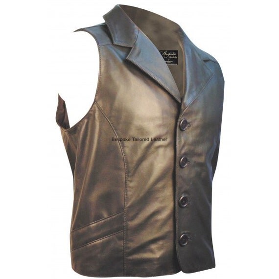 Real Leather Vest With Pockets & Buttons by BespokeTailoredLeath