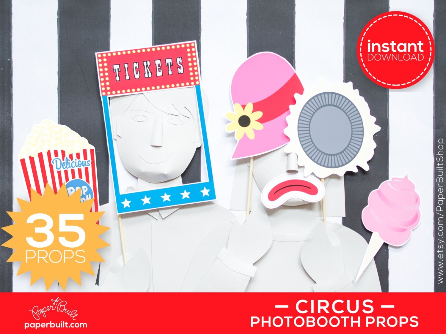 Carnival Photo Booth Props Photobooth Props by PaperBuiltShop