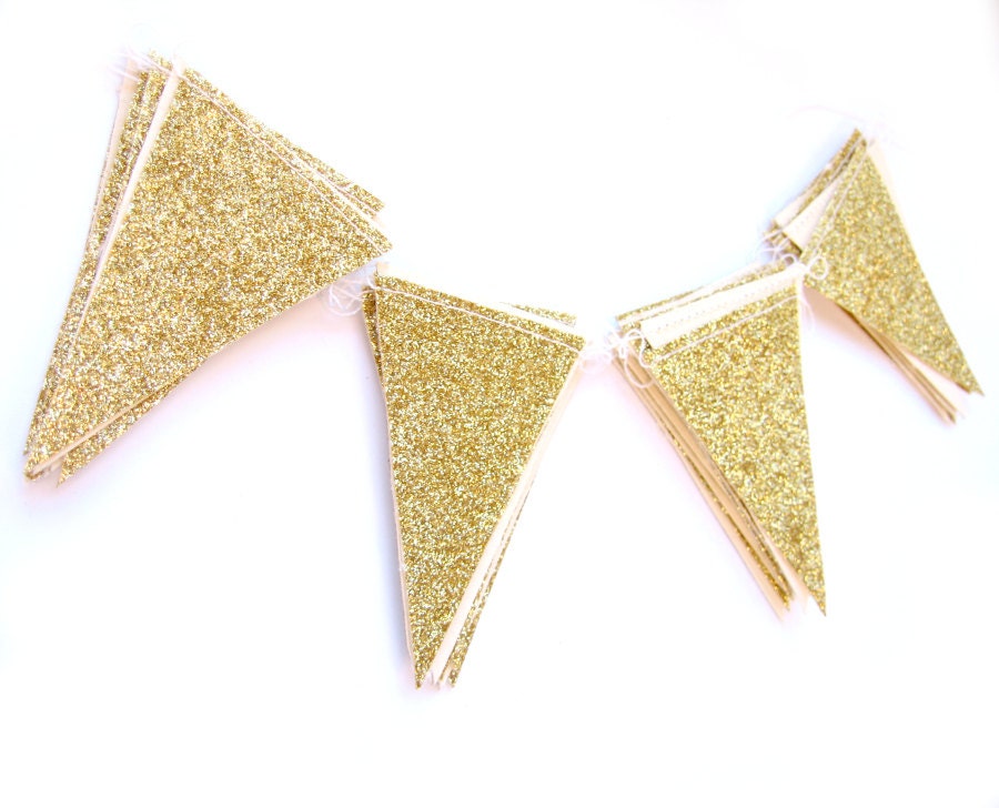 Gold glitter flag garland shimmer garland gold shimmer