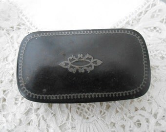 Antique snuff box black laquered 1900