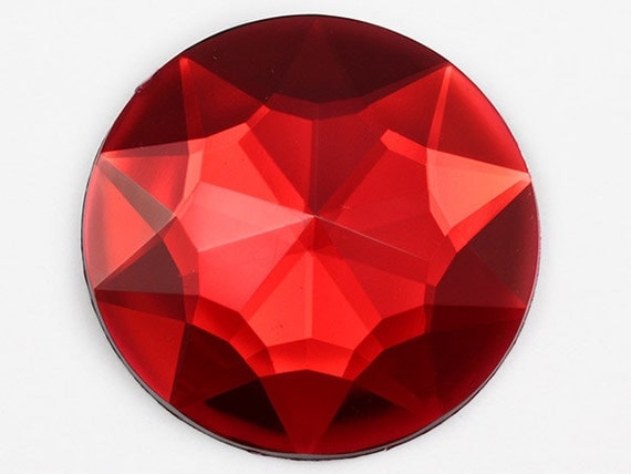 Large Red Ruby H103 Flat Back Round Loose Acrylic Jewels High