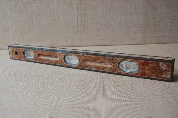 Vintage Industrial Level Wood And Metal Bubble Level Vintage