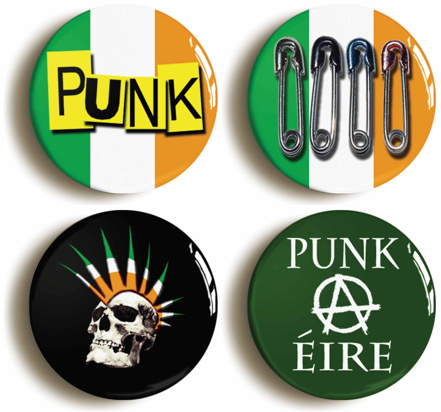 Set Of Four Éire Irish Punk Rock Badges Buttons Pins 1inch25mm Diameter I Have A Problem
