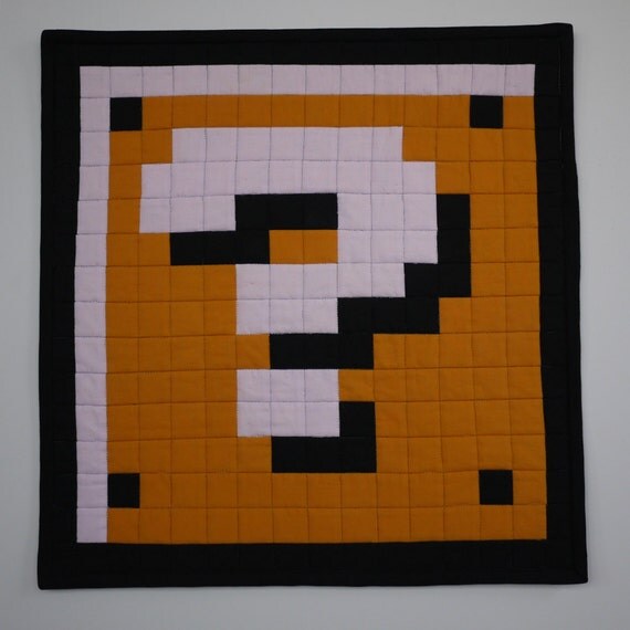 Items similar to Super Mario Quilted Pixel Question Block Wall Hanging ...