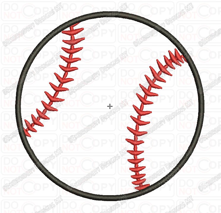 Baseball Applique Embroidery Design in 2x2 3x3 4x4 and 5x7