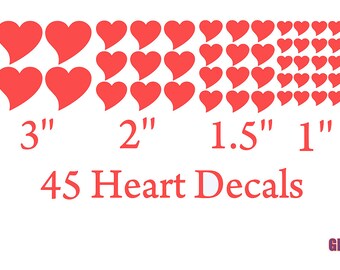 Heart Decals - Heart Stickers - Vinyl Stickers - Vinyl Decals - Stick ...