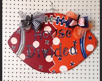 House Divided Football, Wooden door hanger Alabama/Auburn,personalized ...
