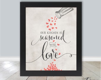 Kitchen Art Print, Seasoned with Love, INSTANT DOWNLOAD 8x10 Printable ...