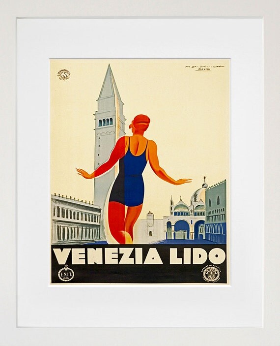 Art Italy Travel Poster Venezia Lido Print Vintage ZT247 art-italy-travel-poster-venezia-lido-print-vintage-zt247