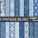 Blue Floral Digital Paper 20 VINTAGE BLUES with 20