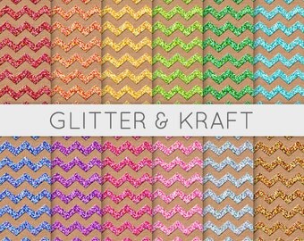 Glitter Chevron Kraft DIGITAL Paper DIGITAL Kraft Paper Silver Glitter ...
