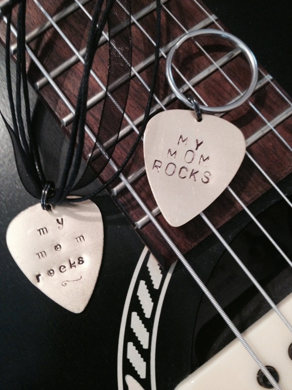 Personalized Guitar Pick Necklace Custom Made Hand Stamped