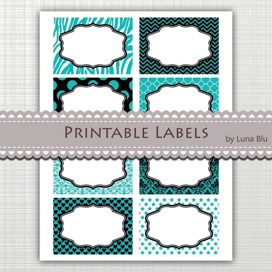 New Item added to my shop:Printable Labels: Turquoise digital labels ...