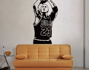 Michael Jordan Basketball Shoot Art Wall Vinyl Decal (WD0394)