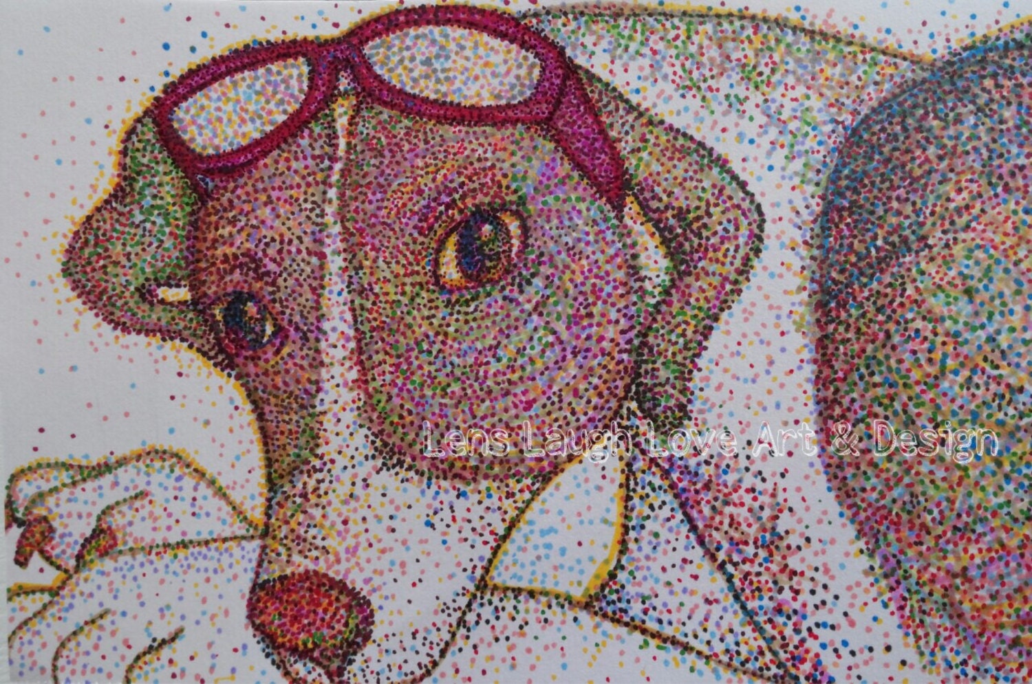 Original not print pointillism Dog chilling with by LensLaughLove
