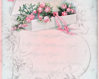 Printable ADD your own text Pink roses frame Digital download