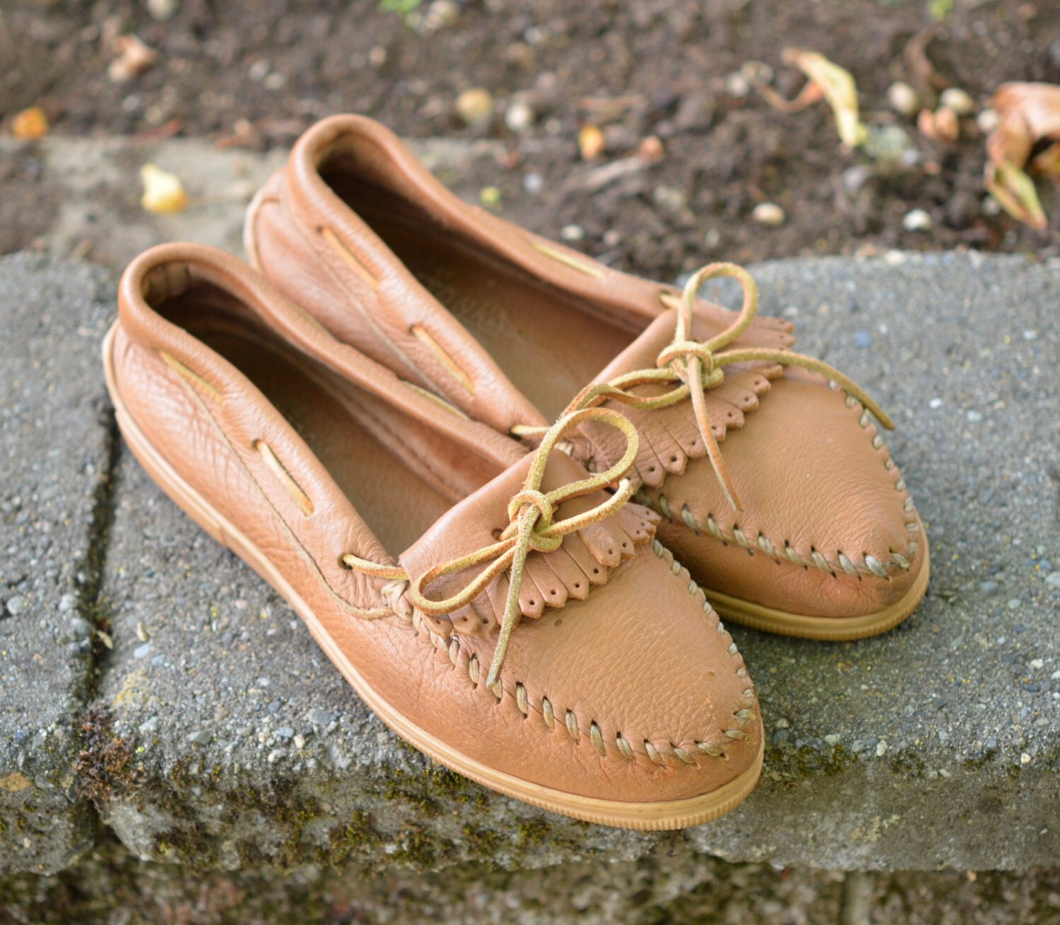 Vintage Brown Leather Minnetonka Moccasins 8 9 – Haute Juice