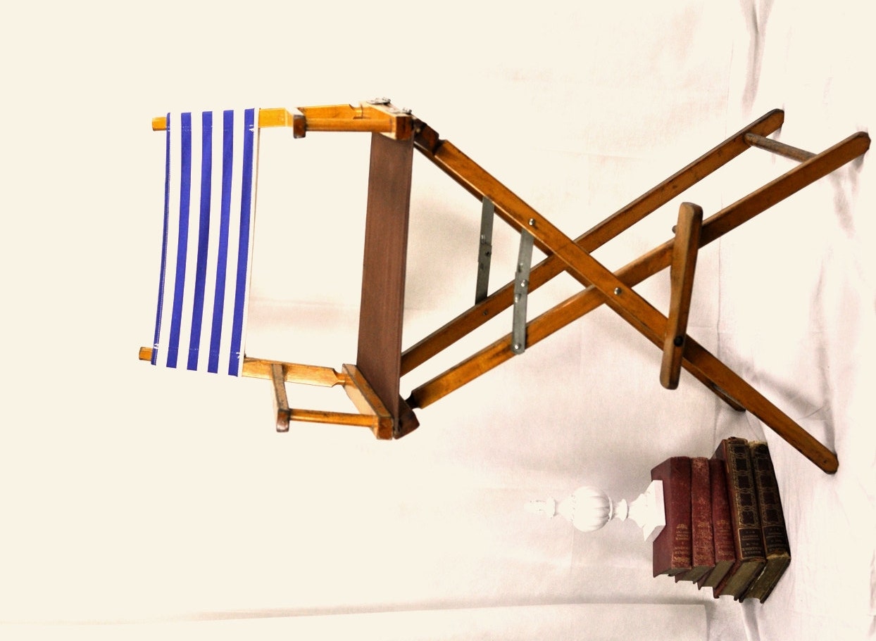 Directors Beach Chair Bar Height Nautical Blue White Stripes Beach ...