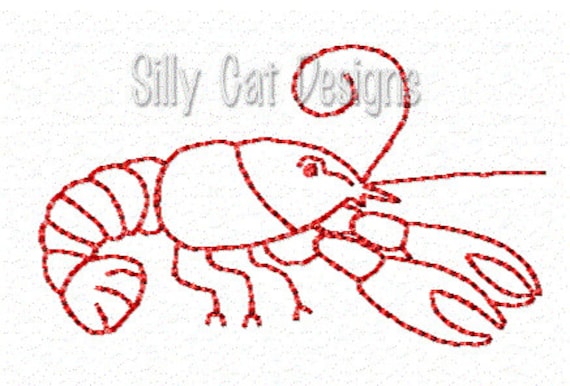 Crawfish Outline Embroidery Design