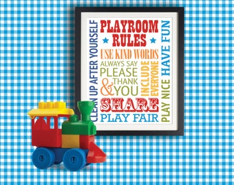 Printable 8x10 and 11x14 Playroom Rules Wall Poster Instant Download ...