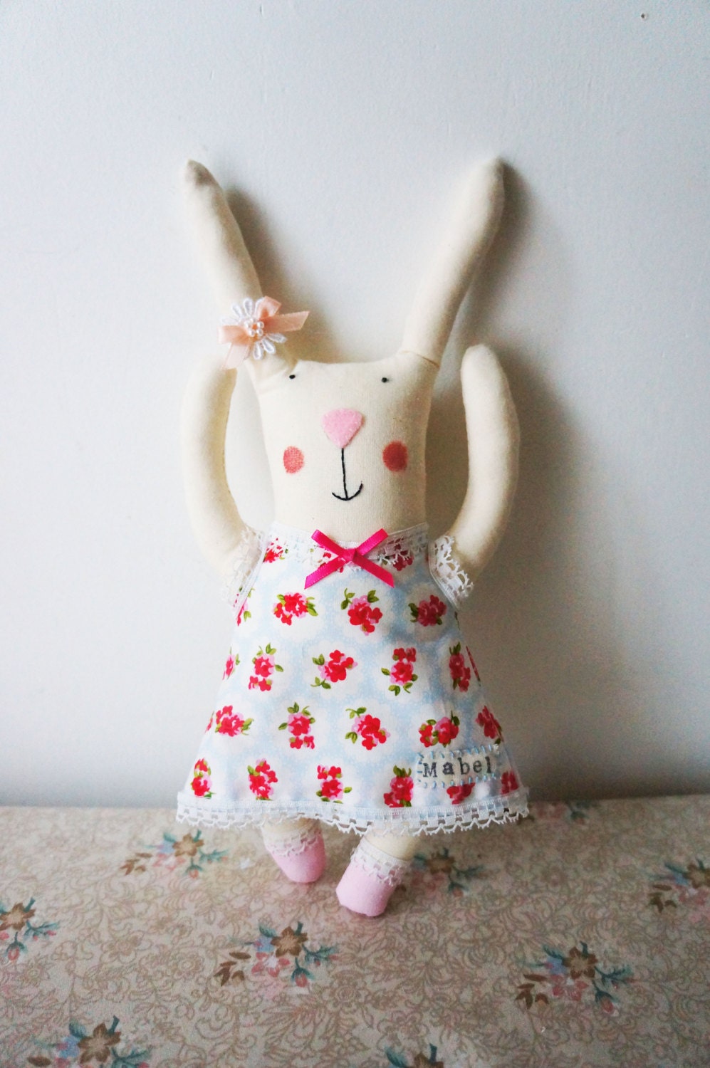 handmade personalised bunny art doll/ handmade bunny rabbit/