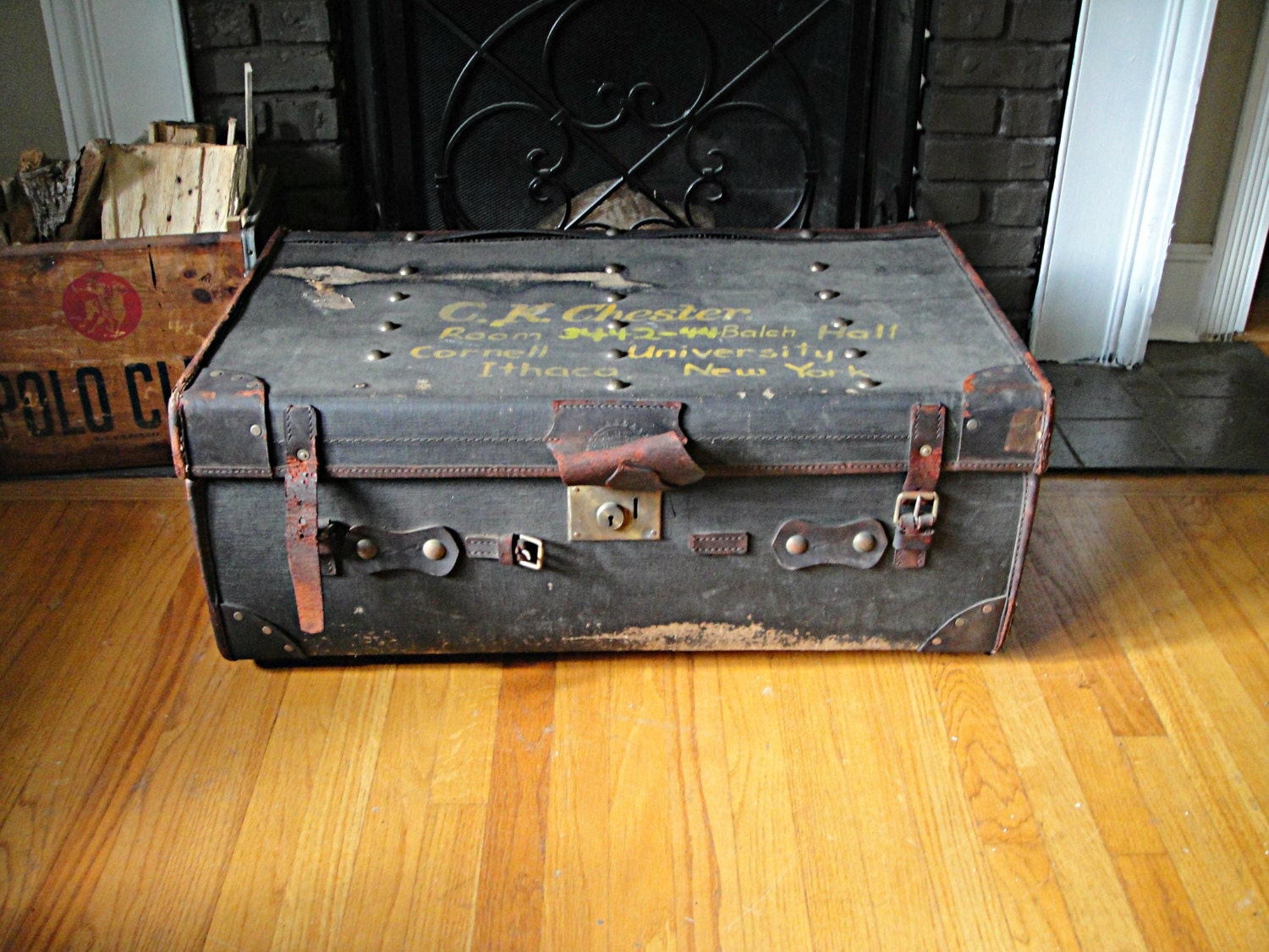 1930’s Cornell University Leather Traveling Trunk Evins and Co. Trunk ...