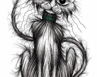 Stinker the cat Print download Shabby scruffy tatty moggie
