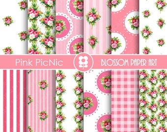 Scrapbooking Digital Paper Floral Digital Paper Pack Pink