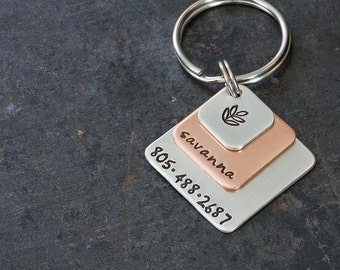 Custom Dog Tag for Dogs / Square Pet ID Tag - Layered aluminum and ...