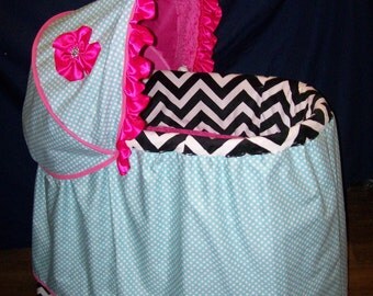 Satin Rosette Bassinet Cover Many Colors to Choose From