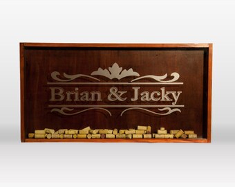 20x36 Wedding Shadow Box - Monogram Etched Glass