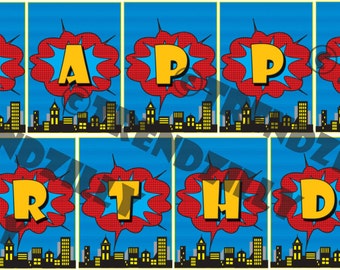 Superhero Birthday Banner Number Add-On Comic Book by Trendzilly