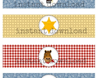INSTANT WESTERN Cowboy Theme Water Label Bottle Label Printable File