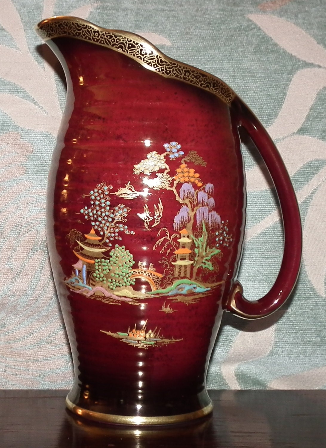 CROWN DEVON FIELDING'S Rouge Royal Lustre Jug Ewer Art