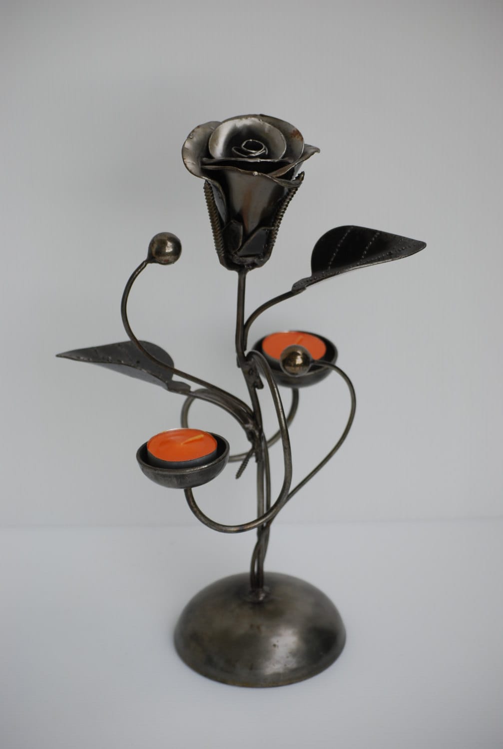 Rose Candle Holder Valentine Scrap Metal Sculpture Model Recycled ...